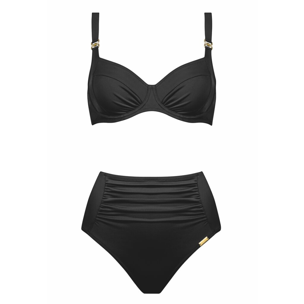 Maillot de bain 2 pièces avec armatures noir culotte haute- La Boite à Maillots
